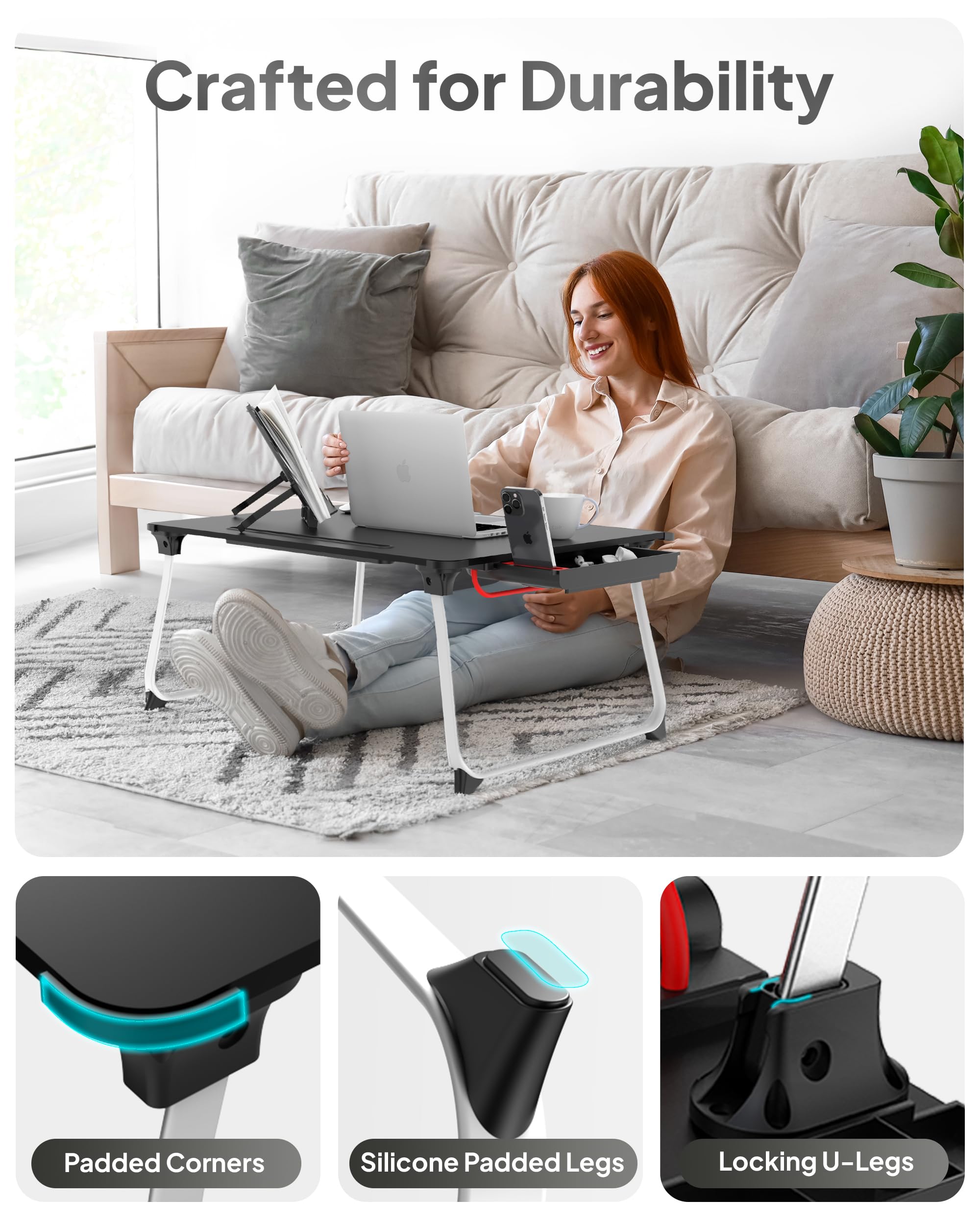 Cooper Mega Table XXL Extra Large Lap Desk for Bed | Laptop Table, Portable Desk, Bed Laptop Desk, for Bed, Desk, Laptop, Writing, Computer Bed Table for Laptop | Floor Table, Floor Desk for Adults