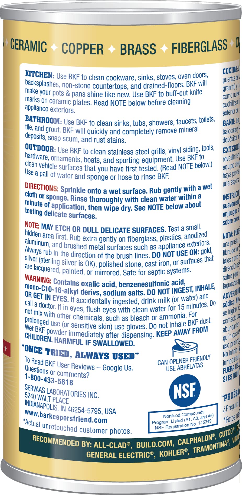 Bar Keepers Friend Powder Cleanser 12 Oz - Multipurpose Cleaner & Stain Remover - Bathroom, Kitchen & Outdoor Use - for Stainless Steel, Aluminum, Brass, Ceramic, Porcelain, Bronze and More (2 Pack)
