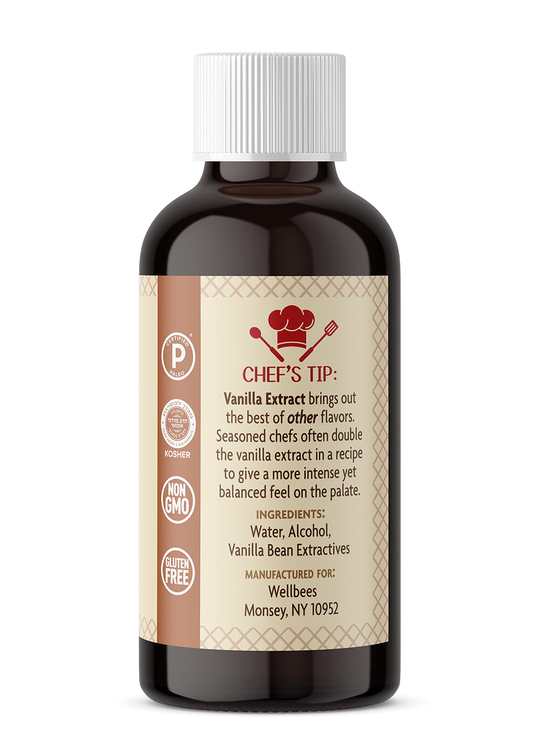 Wellbee's Pure Vanilla Extract 4 oz - Gourmet Vanilla - Non-GMO - Paleo & SCD Approved - All-Natural Flavor Vanilla Extract for Baking