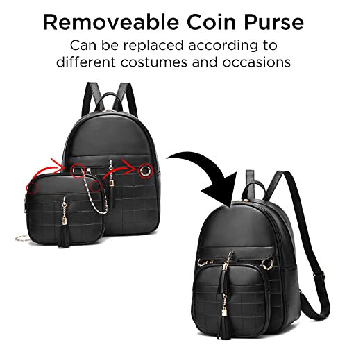 I IHAYNER Women Fashion Backpack Purses for Girls 2 PCS Multipurpose Design Handbags and Chain Shoulder Bag PU Leather Travel bag Brown