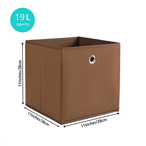 Rabtero Foldable Storage Cubes, Collapsible Cloth Baskets Open Storage Bins for Home Tidy and Storage-Brown, 6 Packs, 11 inches