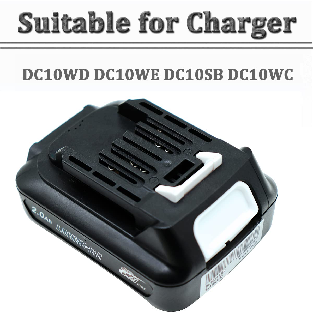 QCZRED 12V 2000mAh BL1021B Li-ion Battery with DC10WD Charger Replace for BL1016 BL1015 BL1020B Replace for Makita Tool DF031D DF0331D TD110D JR103D JR105D HSS01D MP100DZ HP332D DC10SB