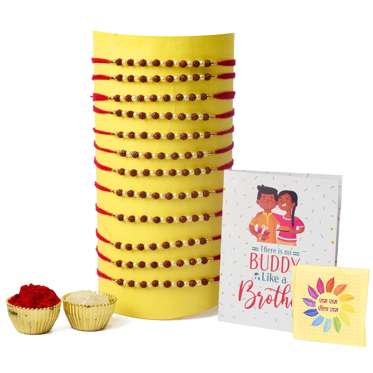 SATVIK 12 Pc Rakhi for Brother Bhaiya Bhabhi Traditional Handmade Assorted Designer Rakhi Set Roli Chawal, Greeting Card & Soun Stickers Rakhi Thread Rakhdi Bracelets Rakshabandhan