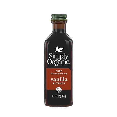 Simply Organic Pure Madagascar Vanilla Extract, 4-Ounce Glass Jar, Certified Organic, Sugar-Free Flavor For Smoothies (Pack of 1)