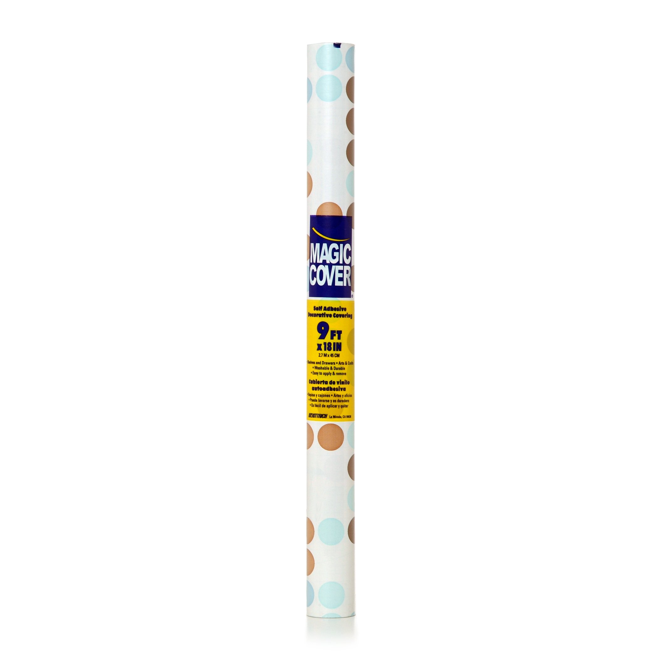 Magic Cover Premium Adhesive Vinyl Contact Shelf Liner and Drawer Liner, 18"x9', Polka Blue