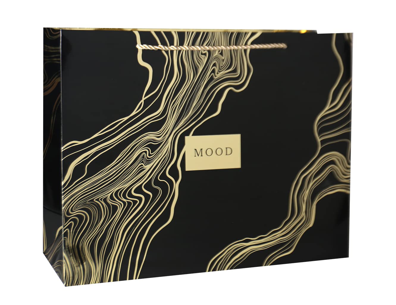16" Large Black Gift Bag with Gold Line