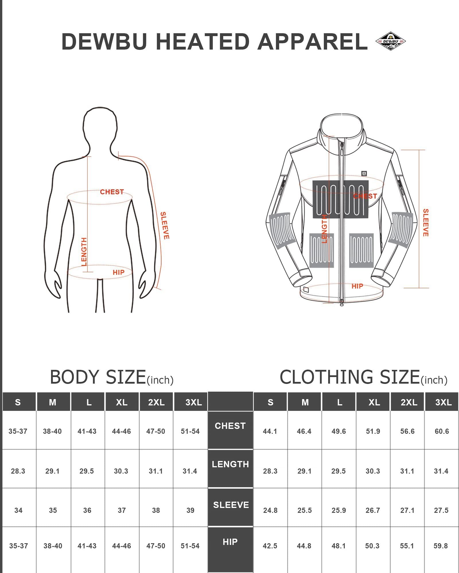 DEWBU Soft Shell Heated Jacket for Men with 12V Battery Pack and Detachable Hood Outdoor Electric Heating Coat, Black, M