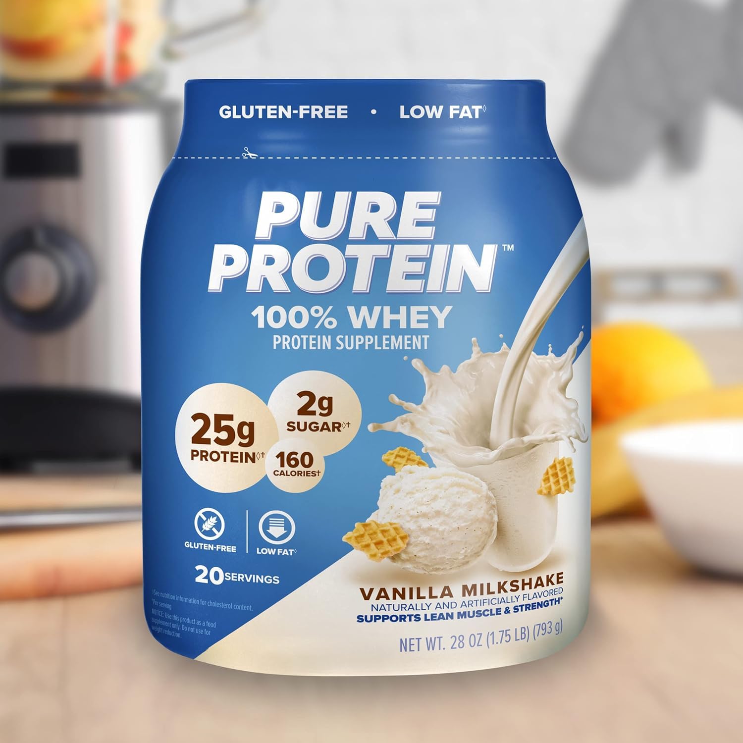Pure Protein Powder, Natural Whey, High Protein, Vanilla, 1.6 lbs