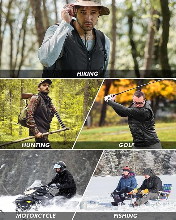 ARRIS Heated Vest for Men, 7.4V Electric Size Adjustable Heating Vest for Hunting, Camping