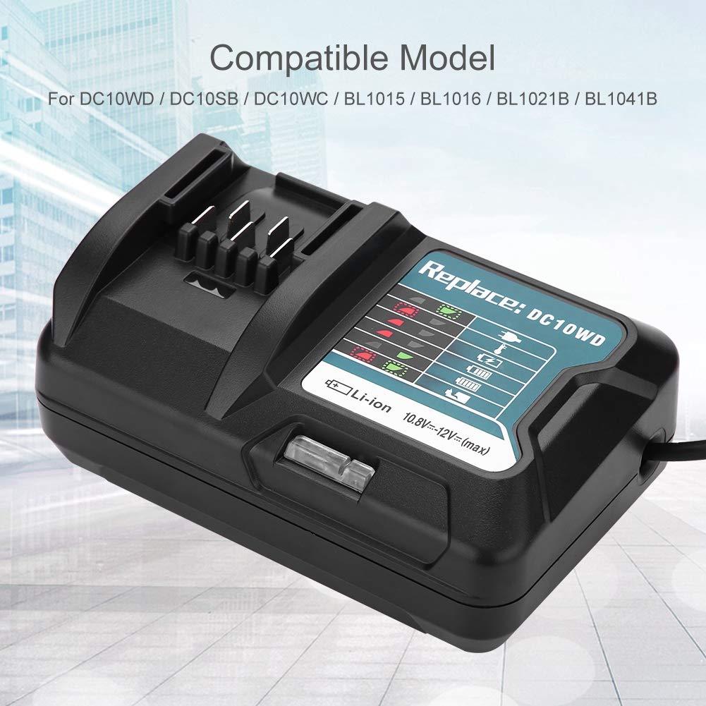 10.8V~12V Lithium Battery Charger for Makita, DC10WD DC10SB DC10WC BL1015 BL1016 BL1021B BL1041B Charger Replacement for Makita Black Decker Quick Charger(US Plug)