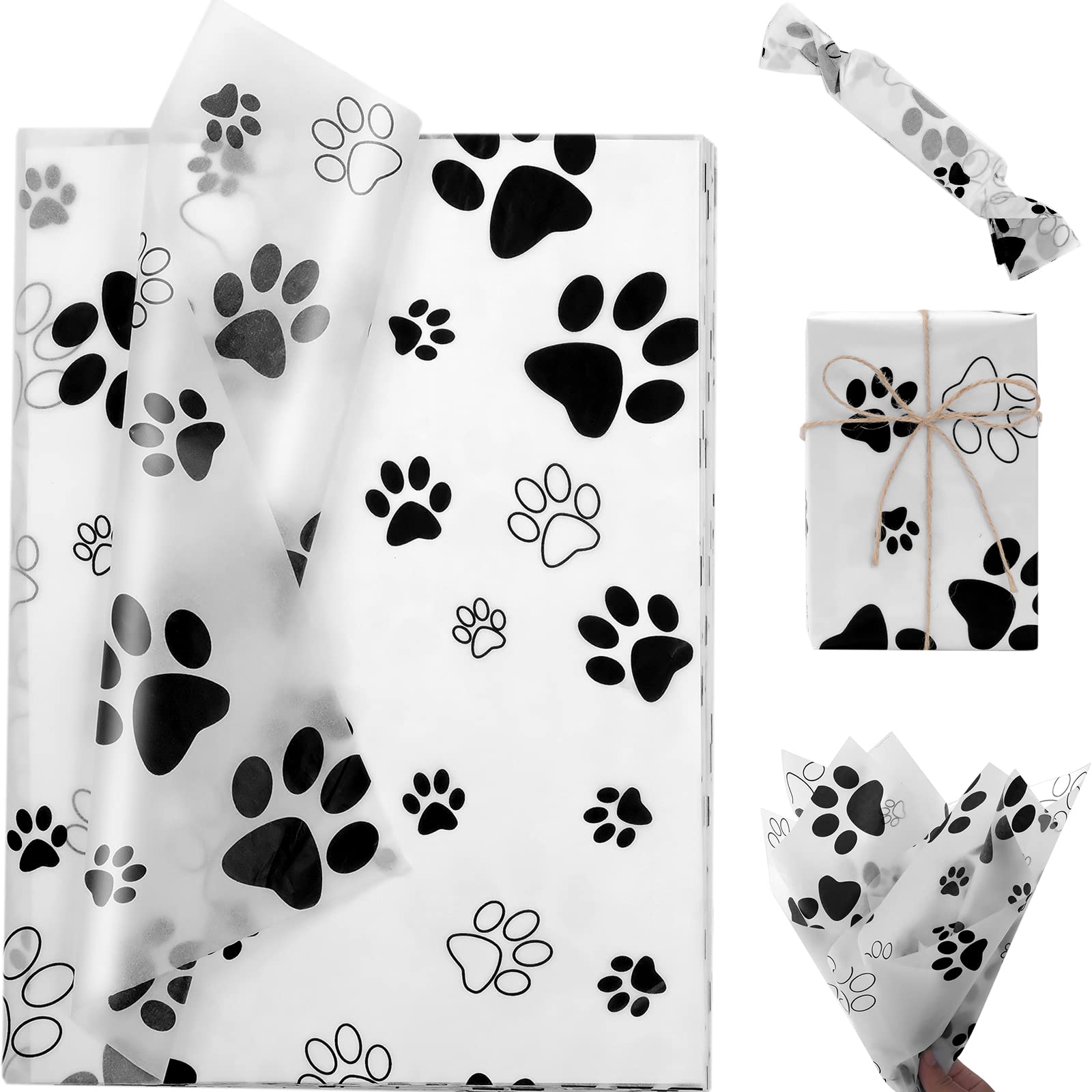 100 Sheets Dog Paw Print Tissue Paper Puppy Paws Gift Wrap Tissue Paper for Gift Bags Wrapping and DIY Crafts (Dog Paw)