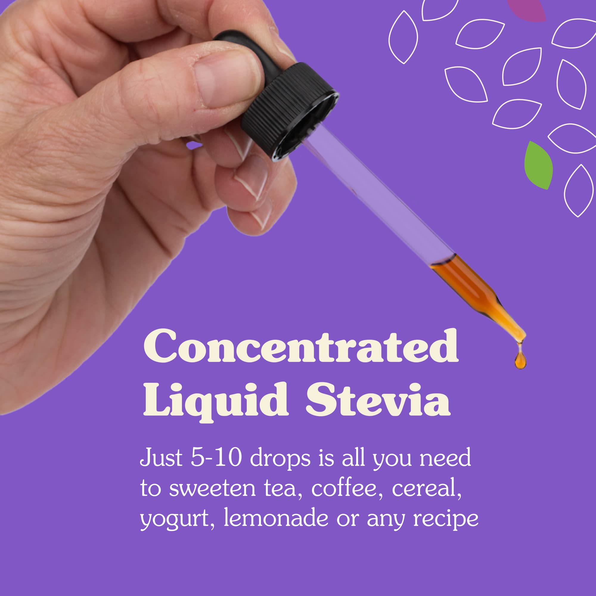 NuNaturals Liquid Vanilla Stevia, Sugar-Free Sweetener, Plant-Based Sugar Substitute, Zero Calorie, 2oz (2-Pack)