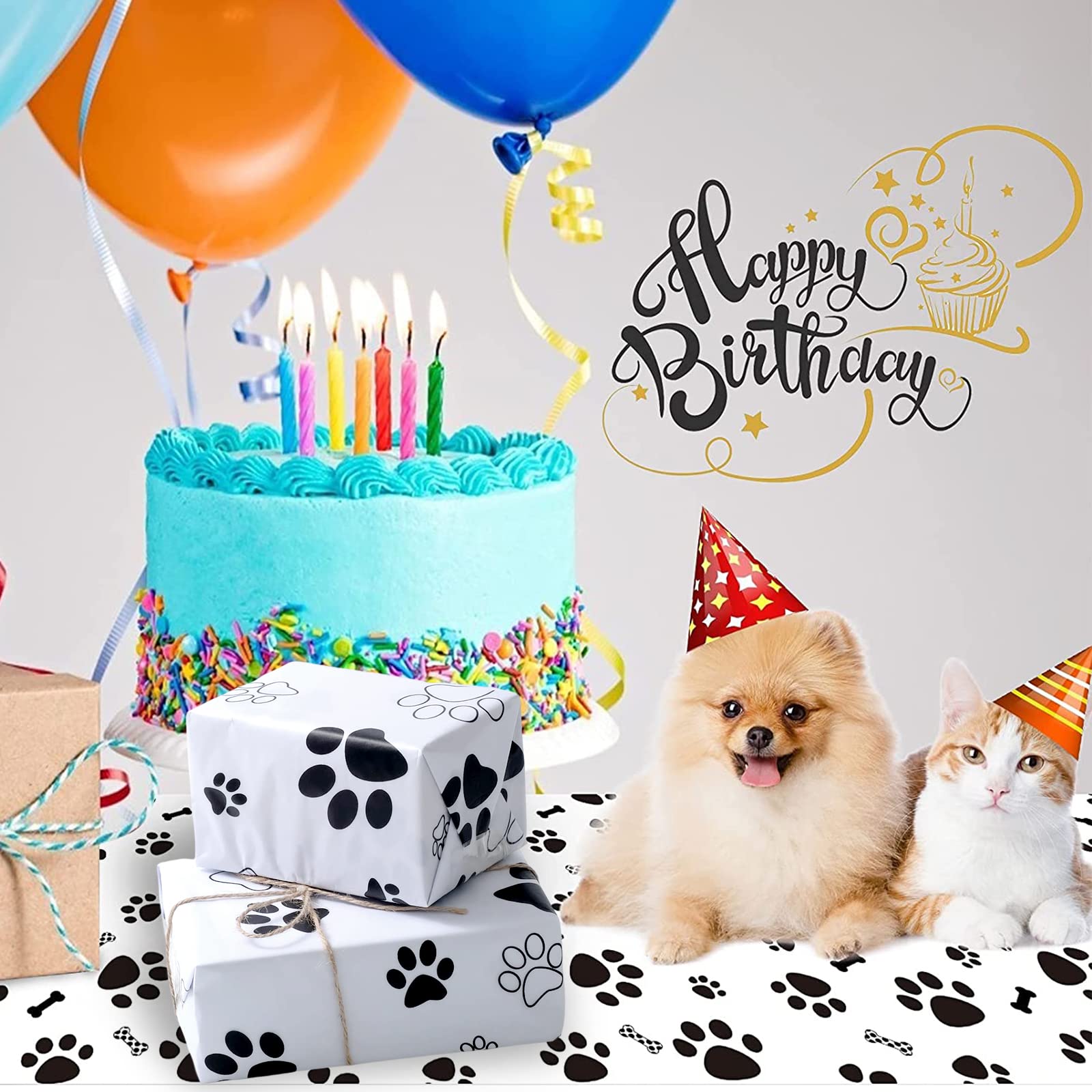 100 Sheets Dog Paw Print Tissue Paper Puppy Paws Gift Wrap Tissue Paper for Gift Bags Wrapping and DIY Crafts (Dog Paw)