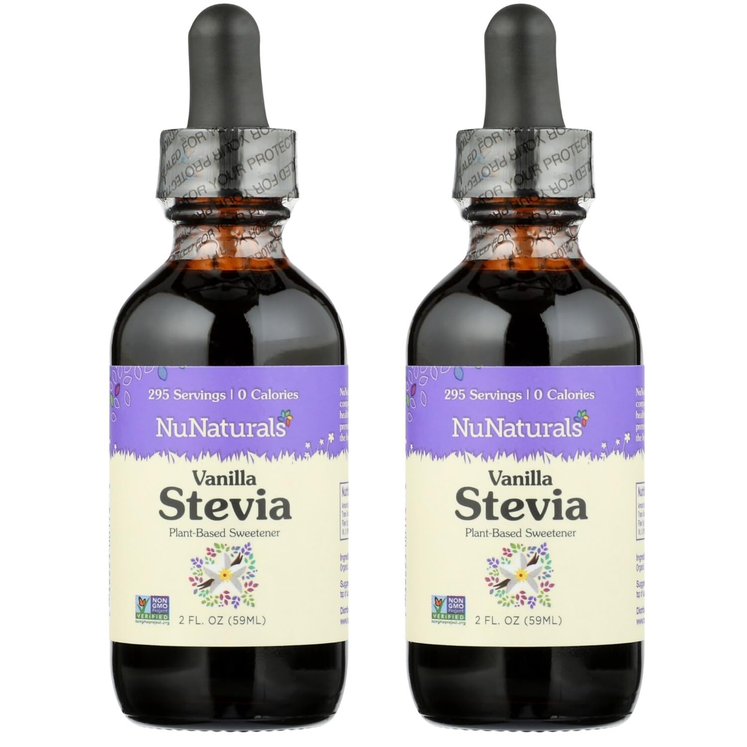 NuNaturals Liquid Vanilla Stevia, Sugar-Free Sweetener, Plant-Based Sugar Substitute, Zero Calorie, 2oz (2-Pack)