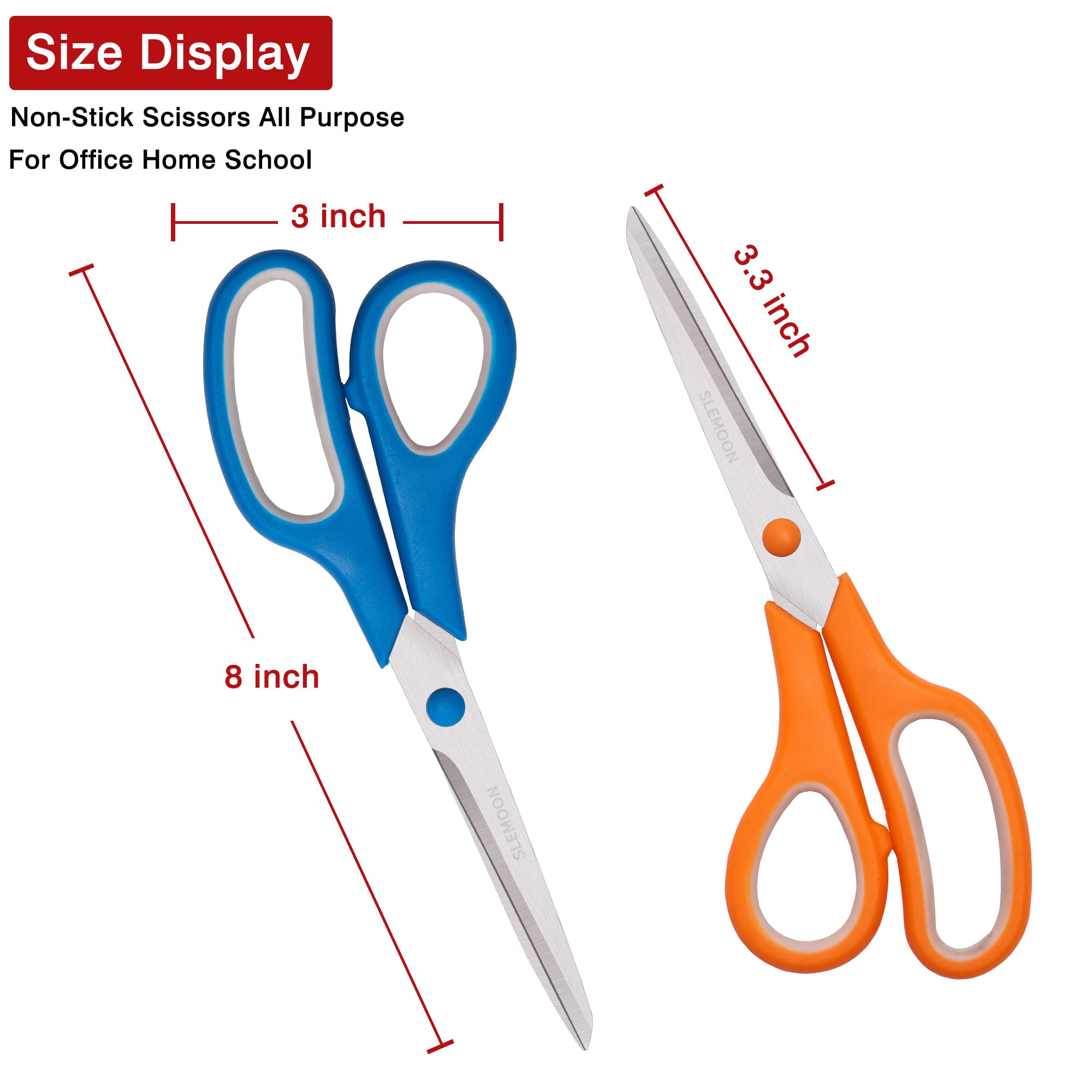 3 Pack 8" Scissors for Office & Home,Softgrip Office Scissors for General Use Art Craft Classroom DIY,3pcs