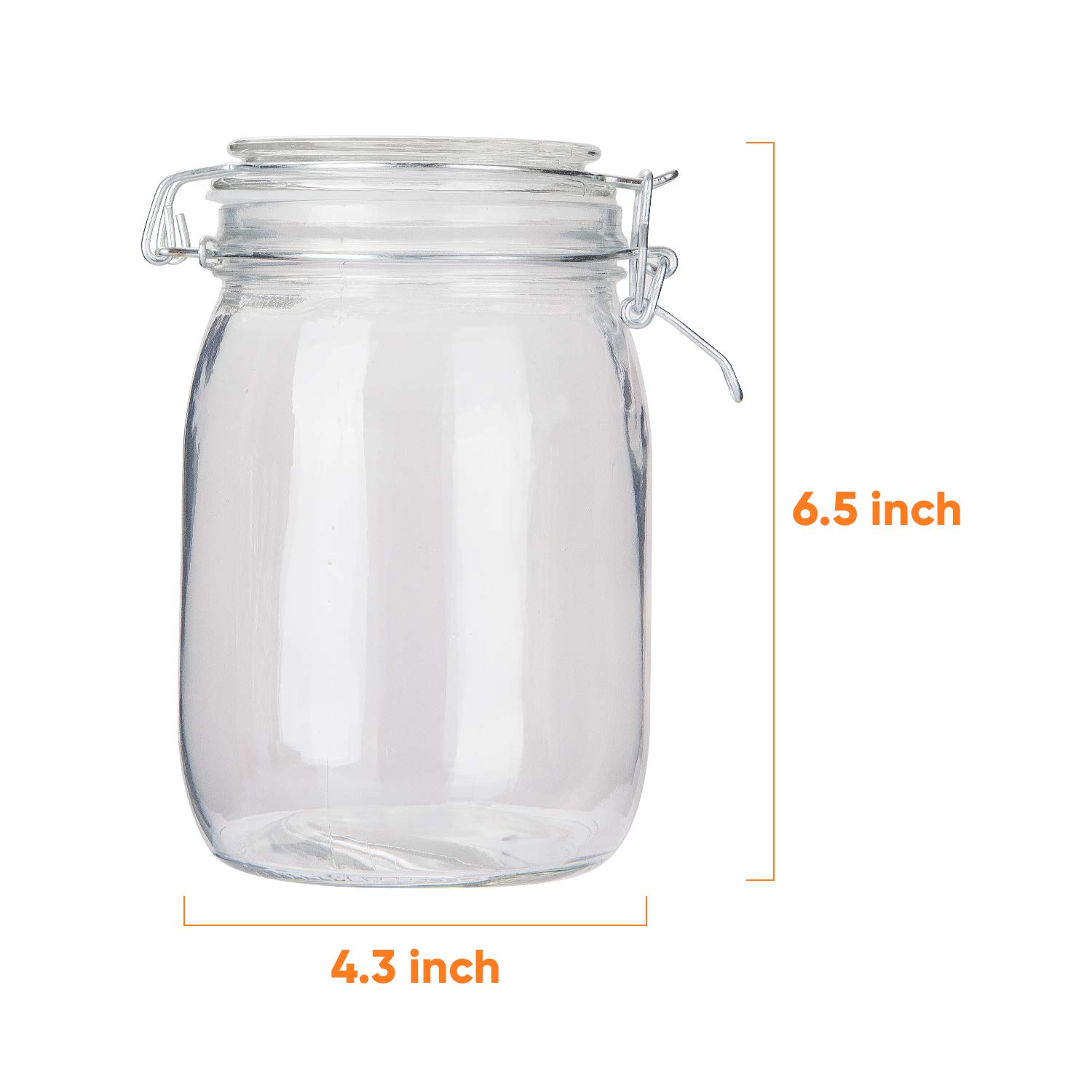 Glass Kitchen Storage Canister Mason Jars with Lids,32oz Airtight Glass Canister with Hinged Lid,Perfect for Kitchen Canning Cereal,Pasta,Sugar,Beans (Labels & Chalk Marker)-Set of 4