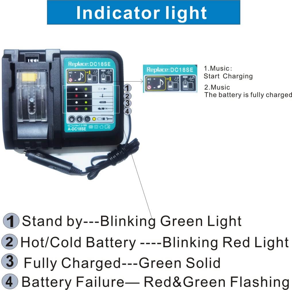 Compaitble with Makita DC18SE Lithium Ion Vehicle Charger,Car Battery Charger, for Battery BL1835B BL1845B BL1845 BL1820 BL1820B BL1815 BL1815B BL1835 BL1840 BL1840B