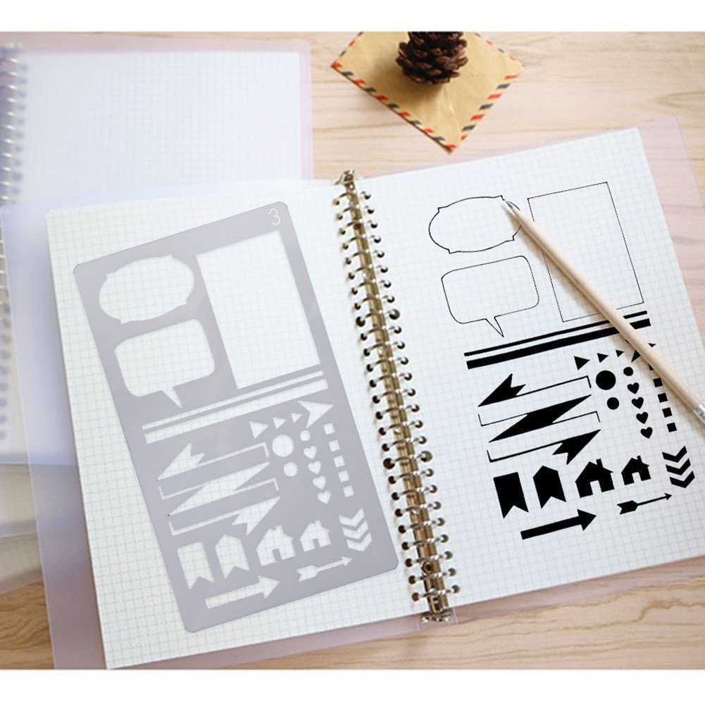30 PCS Journal Stencils, Planner Stencils for Bullet Dot Journal Notebook Diary Scrapbook Drawing Template Dot Journal Stencil 4x7 Inch