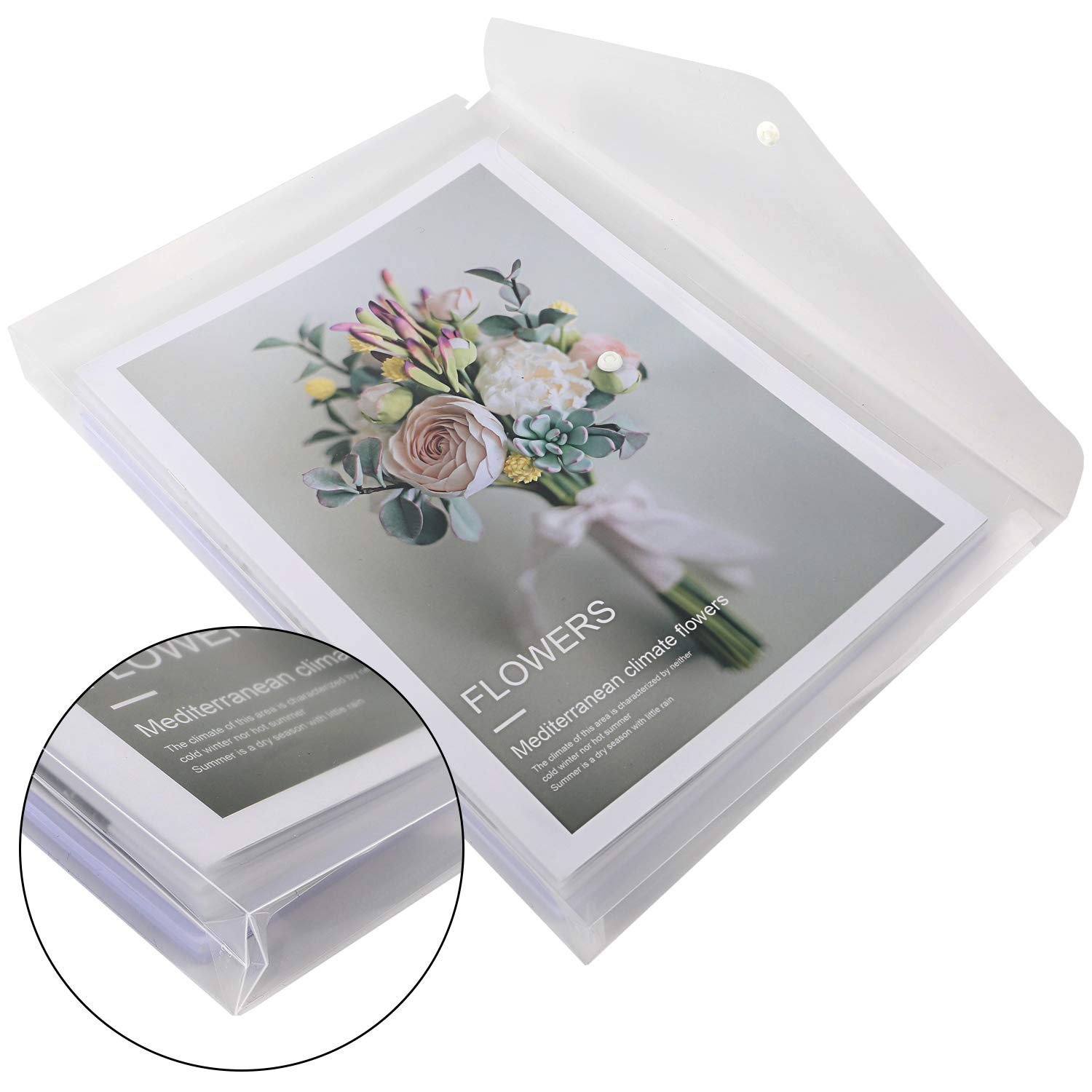 EOOUT 12pcs Plastic Envelopes, Clear Folders, Expandable Gusset and Plastic Waterproof Envelope with Snap Button Closure, Letter Size, A4 Size, for School and Office Suppiles
