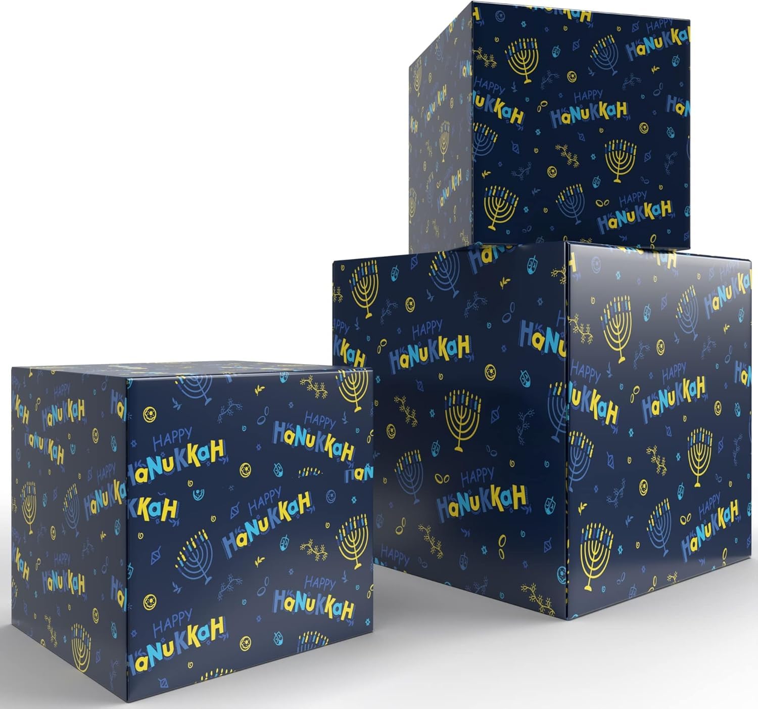 The Dreidel Company Happy Hanukkah Gift-Wrap Chanukah 17.5" in. X 180" in. Each (Happy Hanukkah 4 Roll Variety Pack)