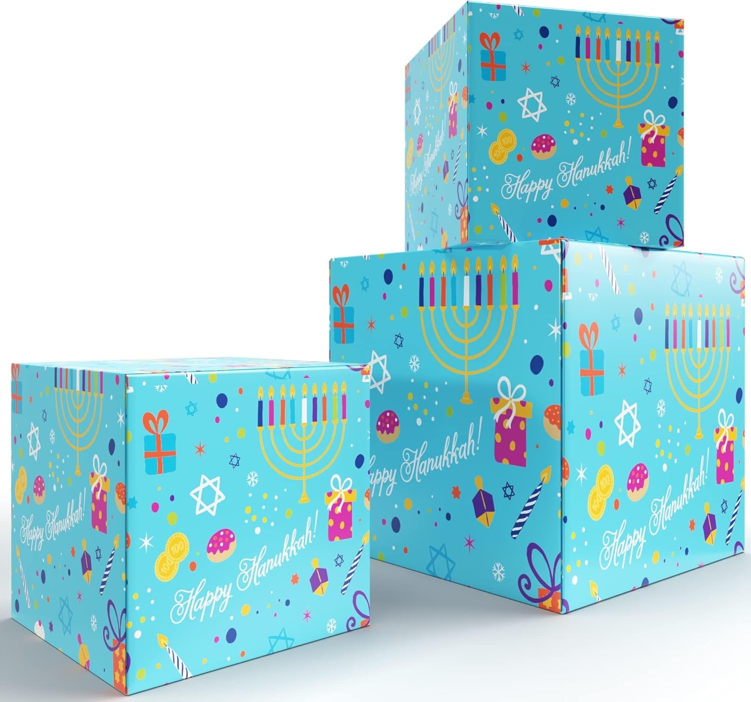 The Dreidel Company Happy Hanukkah Gift-Wrap Chanukah 17.5" in. X 180" in. Each (Happy Hanukkah 4 Roll Variety Pack)