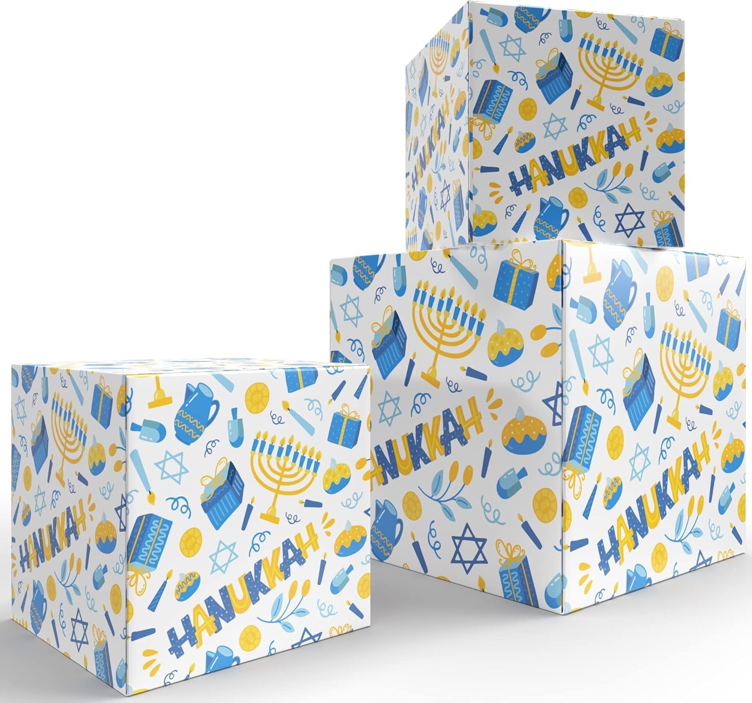 The Dreidel Company Happy Hanukkah Gift-Wrap Chanukah 17.5" in. X 180" in. Each (Happy Hanukkah 4 Roll Variety Pack)