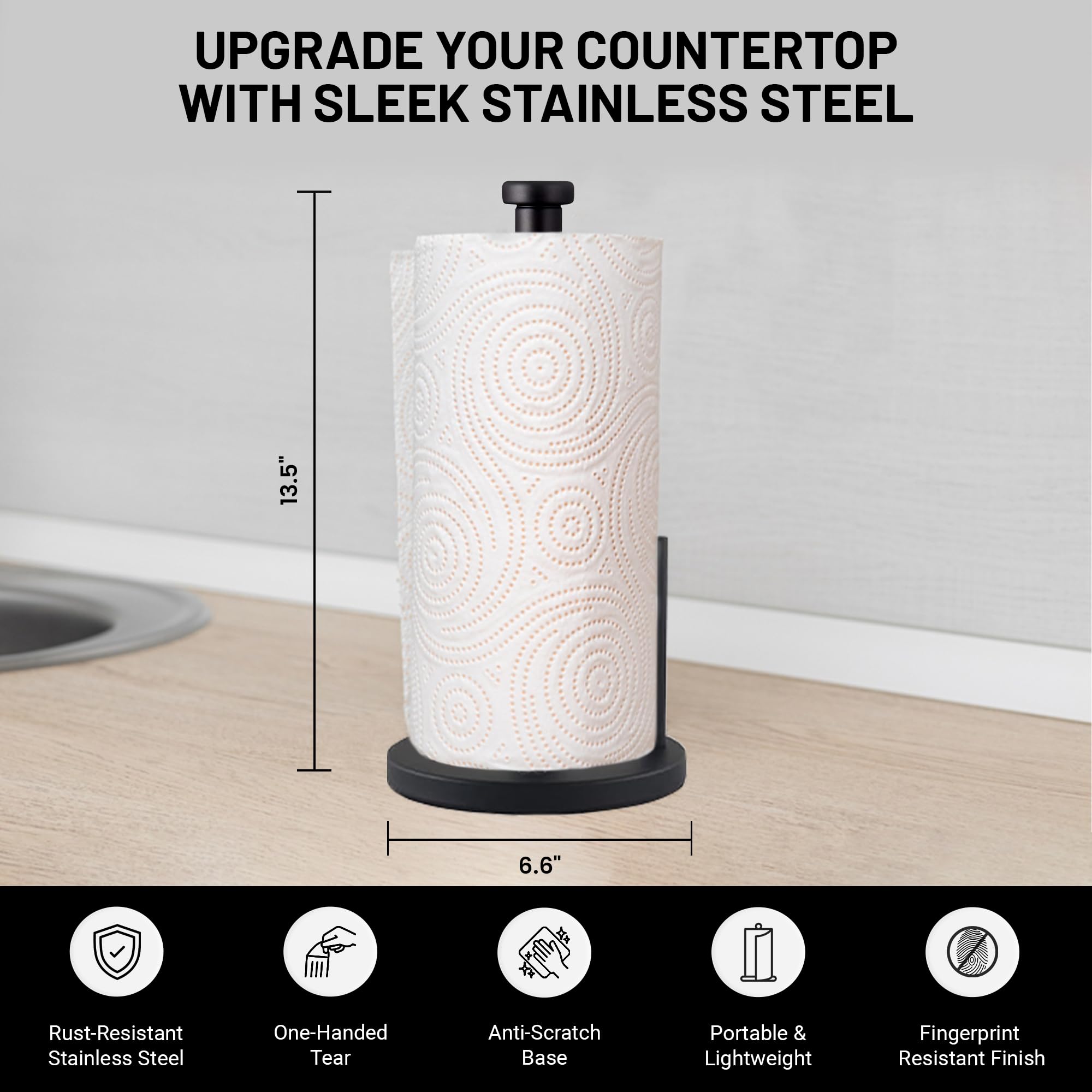 Steelware Central Paper Towel Holder Stainless Steel (Matte Black)