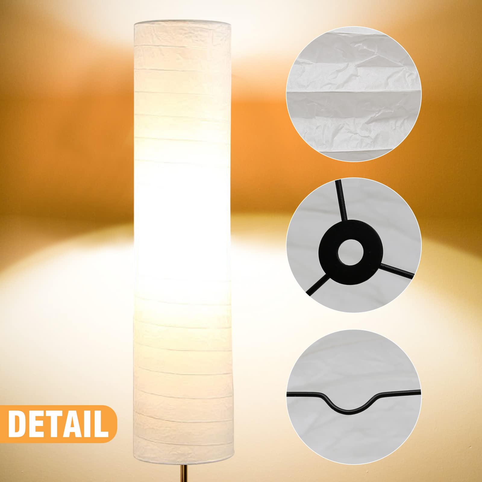 UOIENRT Paper Floor Lamp Shades Nordic Style Table Light Cover Barrel Chandelier Protector for Home Hotel Bedside Desk Wall Floor Lamp