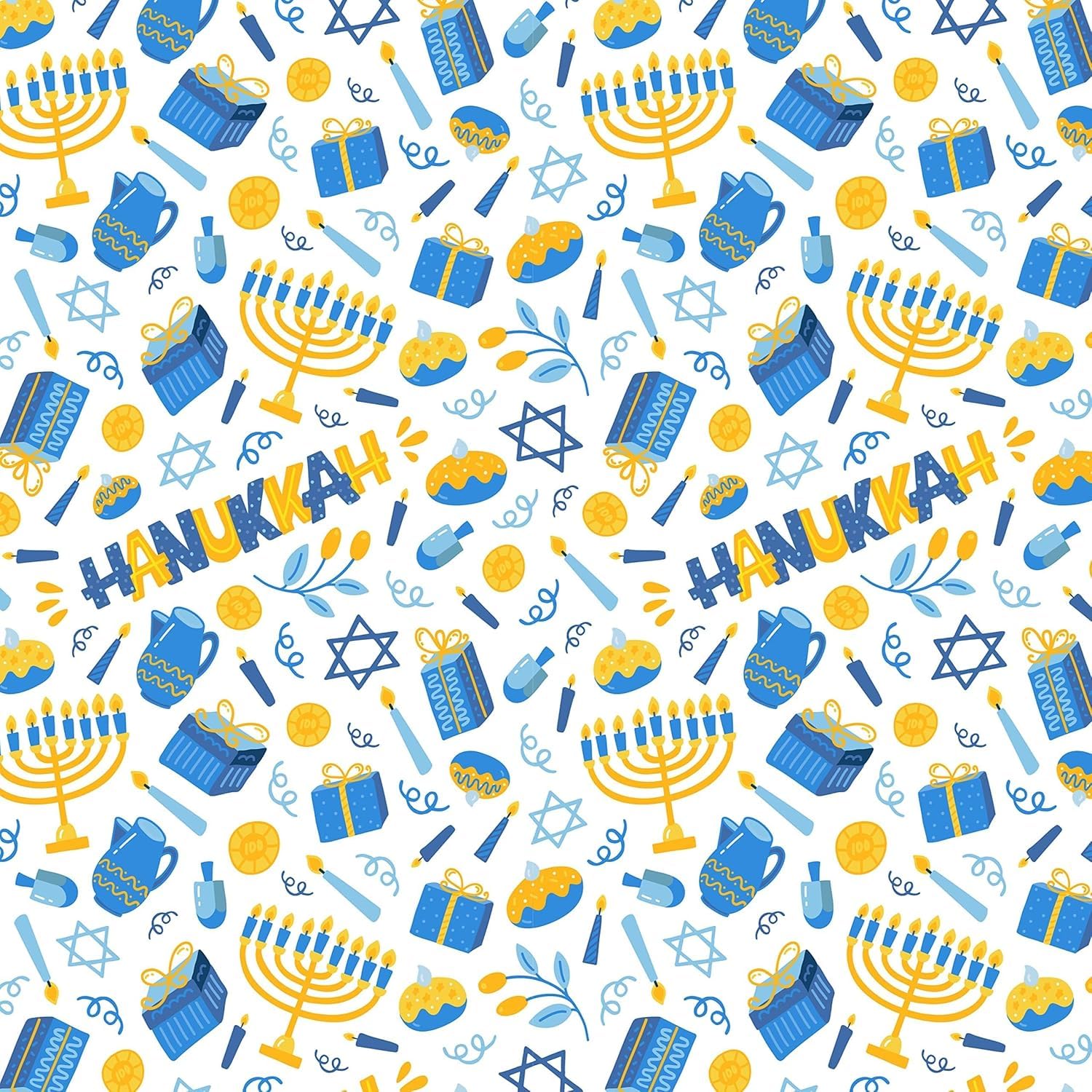 The Dreidel Company Happy Hanukkah Gift-Wrap Chanukah 17.5" in. X 180" in. Each (Happy Hanukkah 4 Roll Variety Pack)