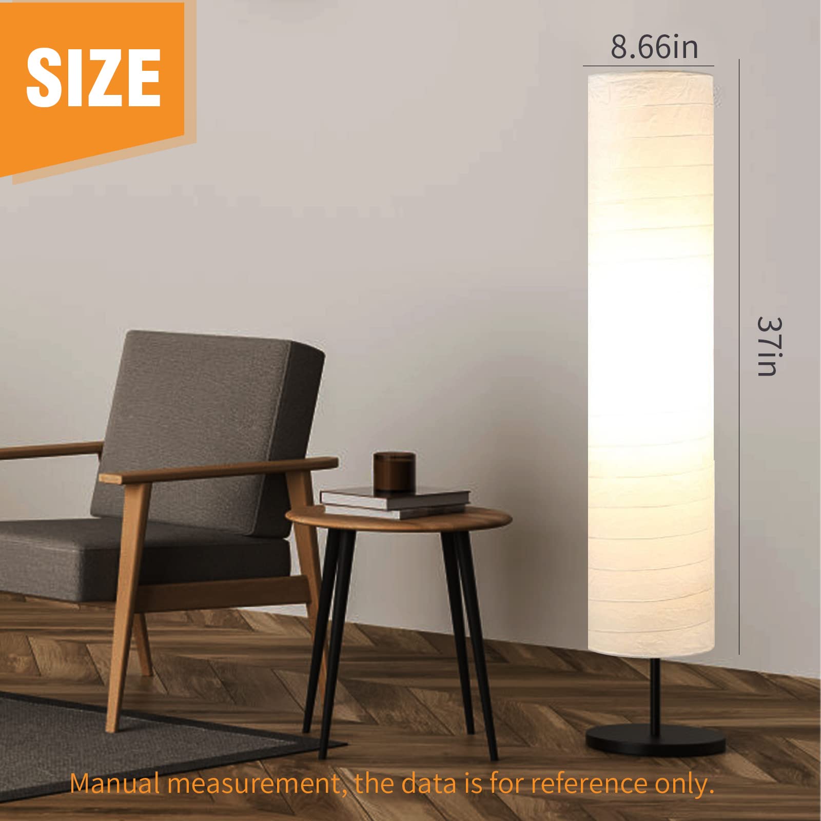 UOIENRT Paper Floor Lamp Shades Nordic Style Table Light Cover Barrel Chandelier Protector for Home Hotel Bedside Desk Wall Floor Lamp