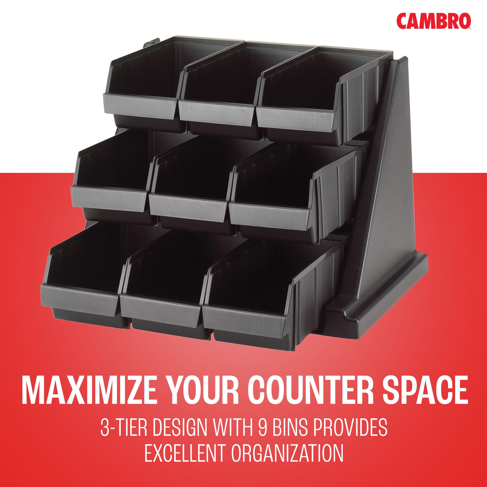 Cambro 9RS9110 Organizer Versa Pack 9 Bin Black Case of 1