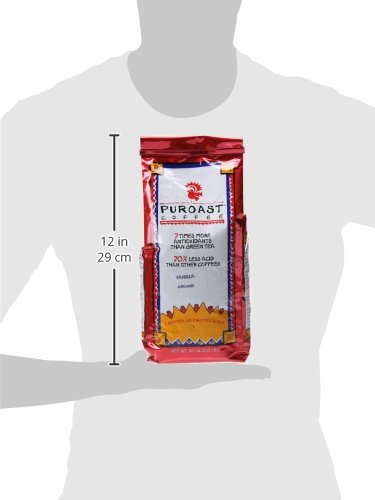 Puroast Low Acid Coffee Flavored Coffee | Vanilla Ground | Medium Roast | High Antioxidants & High pH |No Bitter Aftertaste | Reduced Heartburn & GERD | Suitable for Cold Brew - 2.2 LB