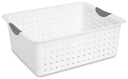 Sterilite Large Ultra Plastic Household Storage Bin Organizer Basket, White