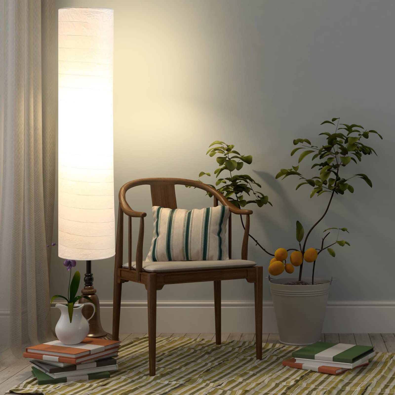 UOIENRT Paper Floor Lamp Shades Nordic Style Table Light Cover Barrel Chandelier Protector for Home Hotel Bedside Desk Wall Floor Lamp