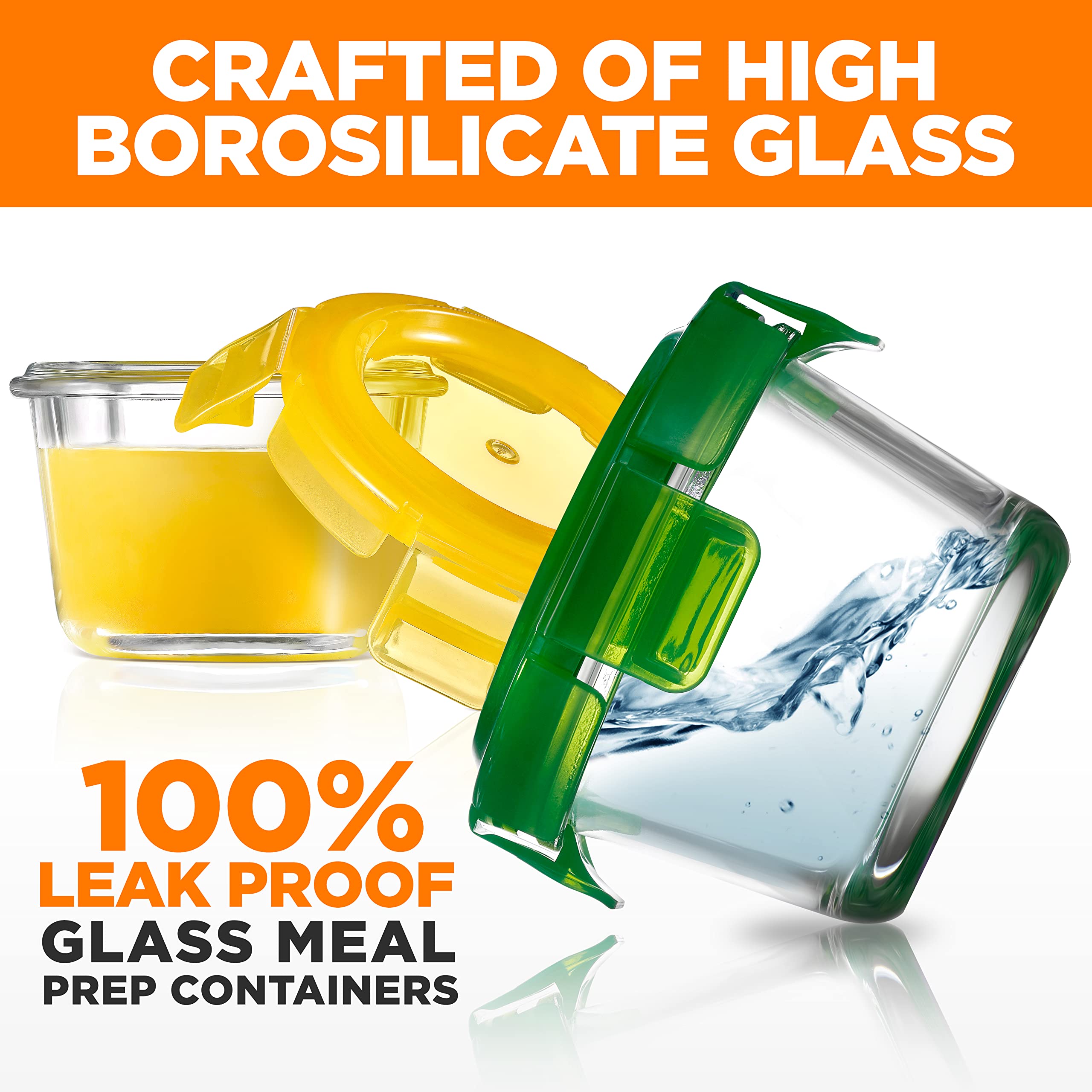 NutriChef 12PC Food Storage Containers - 4.48oz Mini Stackable Superior Premium Glass Meal-prep w/Airtight Locking Lid, BPA-Free Leakproof, Freezer-to-Oven-Safe, For Baby Food Snacks Fruits & Nuts