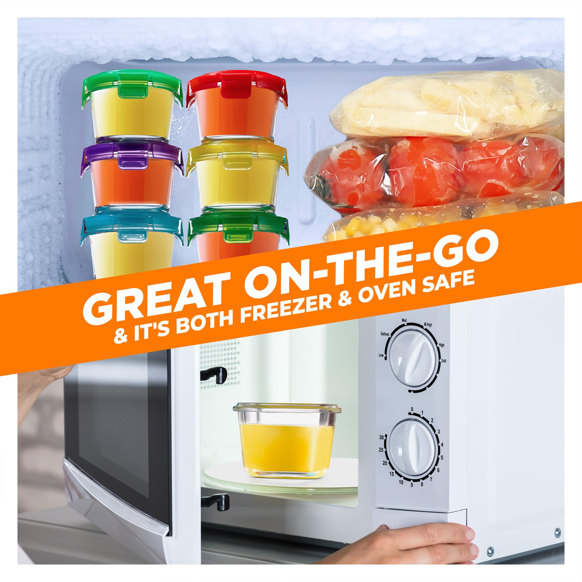 NutriChef 12PC Food Storage Containers - 4.48oz Mini Stackable Superior Premium Glass Meal-prep w/Airtight Locking Lid, BPA-Free Leakproof, Freezer-to-Oven-Safe, For Baby Food Snacks Fruits & Nuts