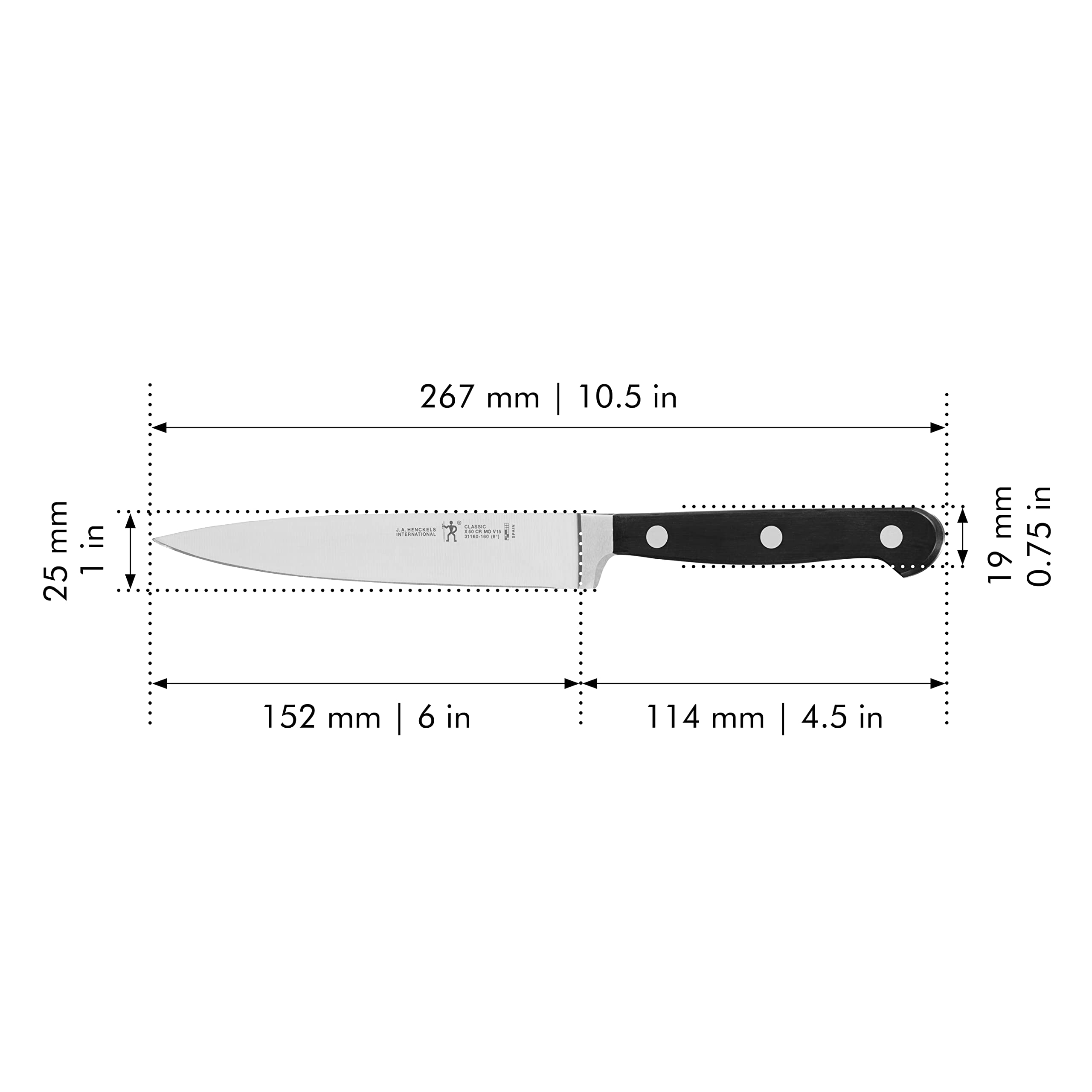HENCKELS Classic Razor-Sharp 6-inch Chef's Knife, German Engineered Informed by 100+ Years of Mastery