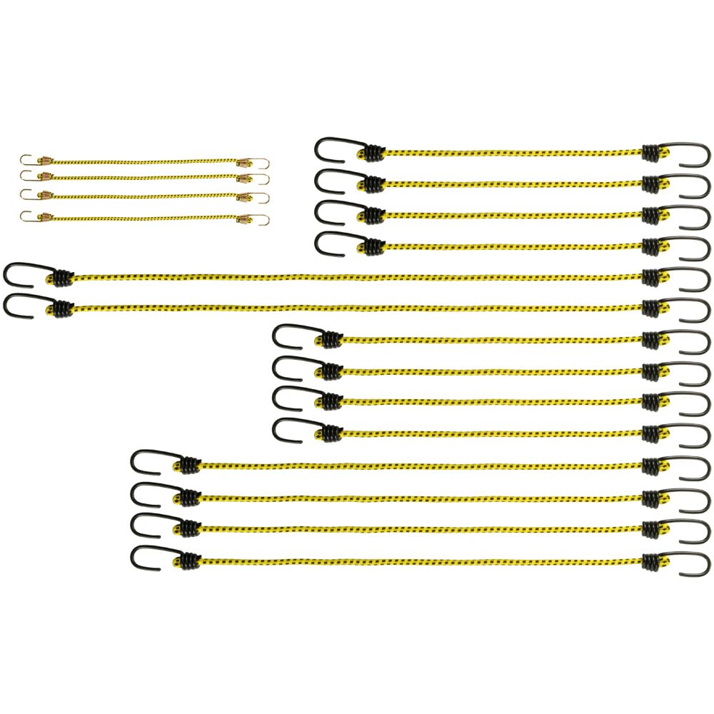 Keeper - Assorted Round Bungee Cords in Multiple Colors, 18 Pack - 8”, 10”, 24", 36”, and 48”