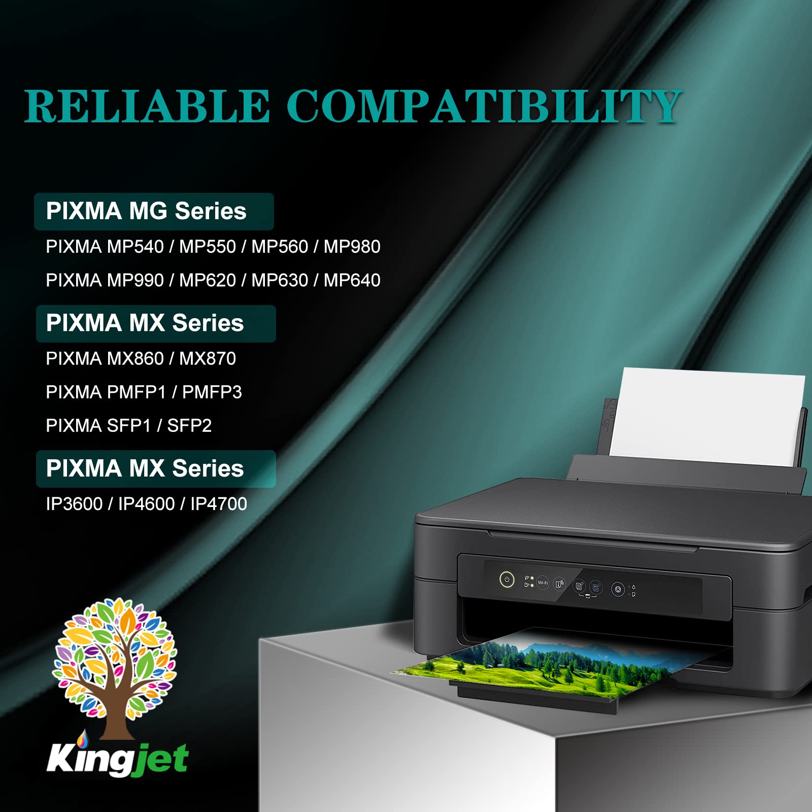 Kingjet Compatible Ink Cartridge Replacement for Canon 221 CLI-221 Work with Pixma IP3600 IP4600 IP4700 MX860 MX870 MP560 MP620 MP620B MP640 MP980 MP990, 9 Pack, (CLI221 Ink: 3C 3M 3Y)