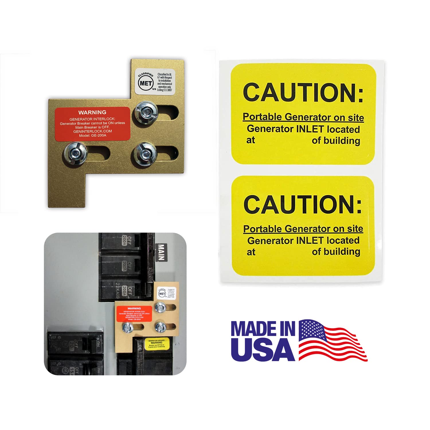 GE-200A GE General Electric Generator Interlock Kit for 150 or 200 amp Main Breaker Panel