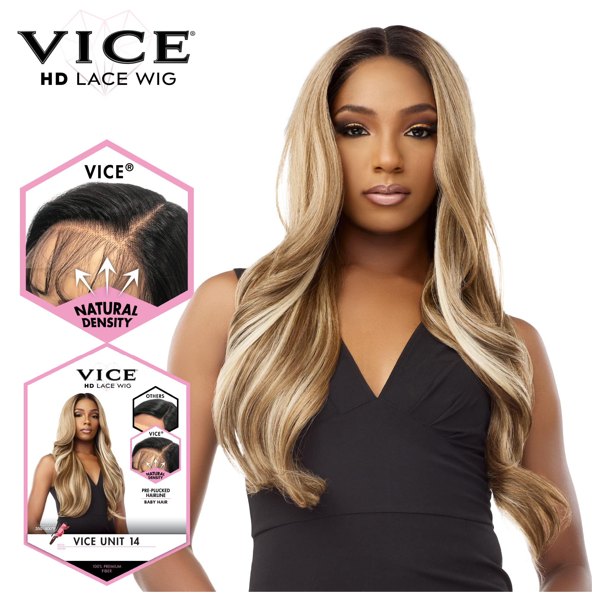 Sensationnel Synthetic Vice HD Lace Deep Part Wig - UNIT 14 (Color:BALAYAGEPLATINUM)