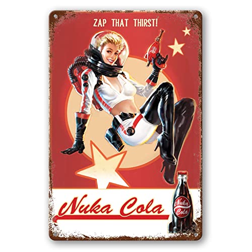Vintage Tin Sign - Nuka Cola - Retro Metal Signs Poster Iron Painting Plaque Wall Decor For Bar Home Garage 12×8 Inch
