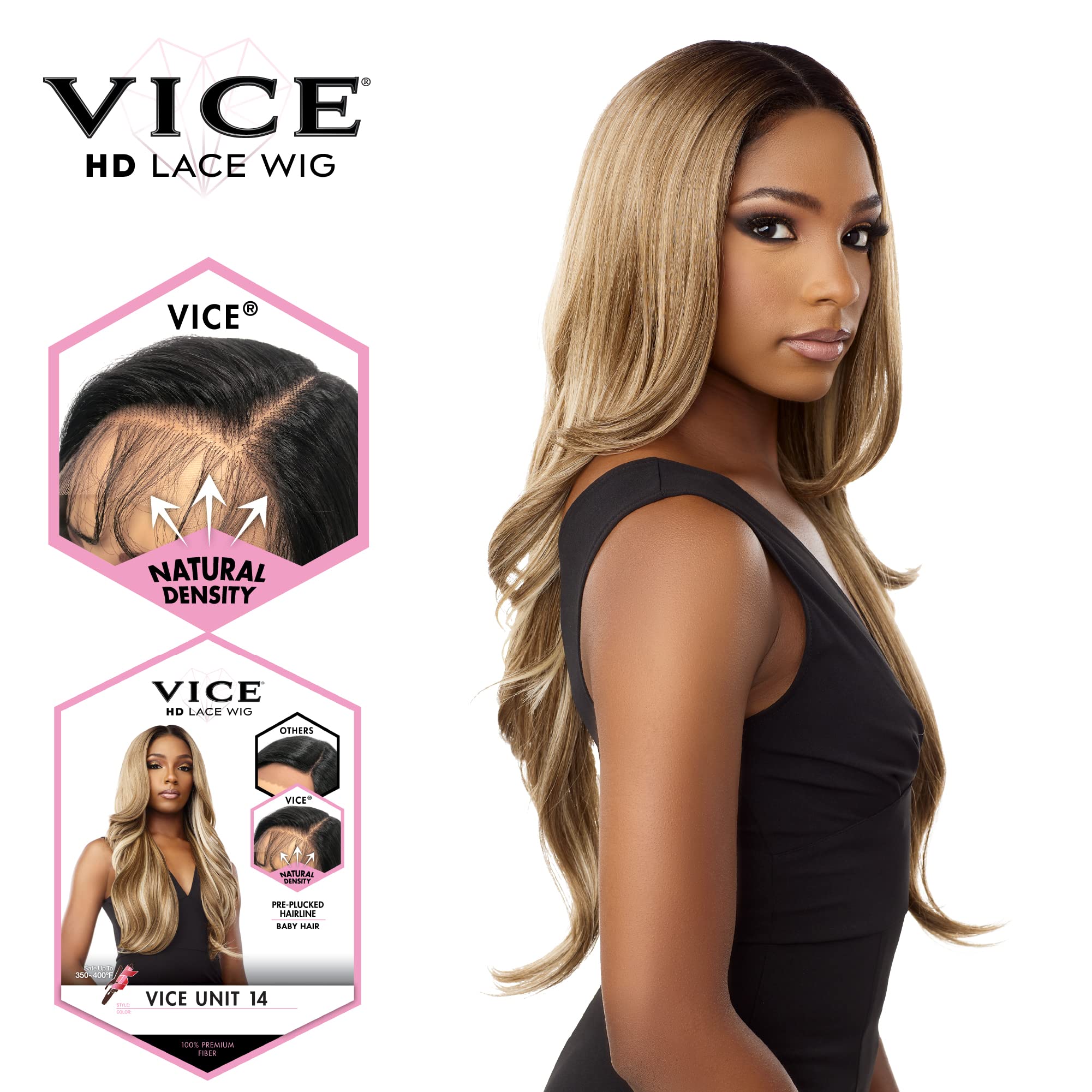 Sensationnel Synthetic Vice HD Lace Deep Part Wig - UNIT 14 (Color:BALAYAGEPLATINUM)