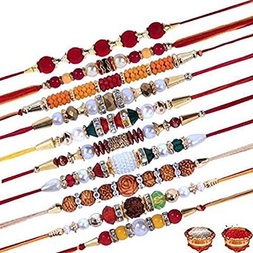 Rakhi Raksha Bandhan Rakhi For Bhabhi Rakhi For Bhabhi Rakhi For Brother Rakhadi Rakhdi Rakhi Bracelate (Multicolor) Pack of 10