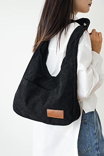 Ulisty Women Corduroy Wide Strap Hobo Bag Shoulder Bag Casual Underarm Bag Handbag green