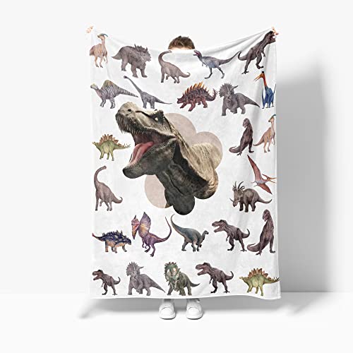 Dinosaur Blanket for Boys,Jurassic World Adults Dino Blanket,Soft Cozy Warm Throw Fleece Blanket for Couch Sofa Bed (Dinosaurs White, 60" L x 50" W)