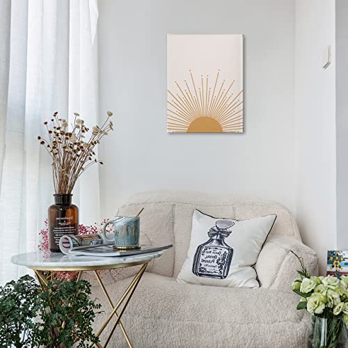 PHAMTE Mid Century Modern Boho Sun Wall Art, Minimalist Sun Sunset Sunrise Sunshine Nursery Print Framed Canvas Painting Artwork Home Bathroom Girls Room Kitchen Office Decor(11x14 Inch)
