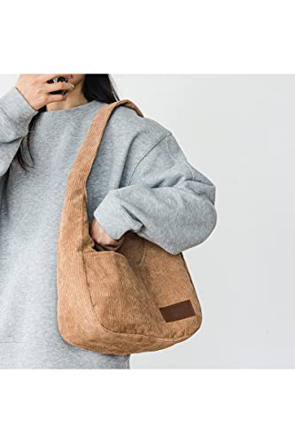Ulisty Women Corduroy Wide Strap Hobo Bag Shoulder Bag Casual Underarm Bag Handbag green