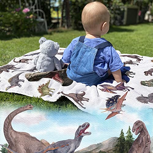 Dinosaur Blanket for Boys,Jurassic World Adults Dino Blanket,Soft Cozy Warm Throw Fleece Blanket for Couch Sofa Bed (Dinosaurs White, 60" L x 50" W)