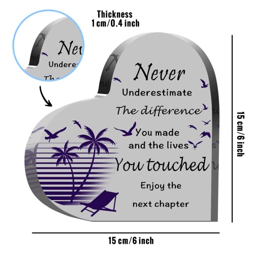 Retirement Gifts for Men Women Friends,Acrylic Heart Retirement Gift,Coworker Leaving Gifts Going Away Gift, Paperweight Keepsake for Home Table Shelf (yeshu)